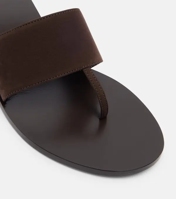 JUDE Lucille Leather Wedge Thong Sandals - Brown
