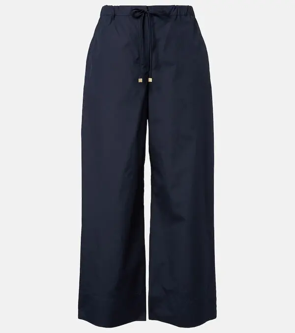 Max Mara Cropped Wide-leg Cotton Pants - Blue