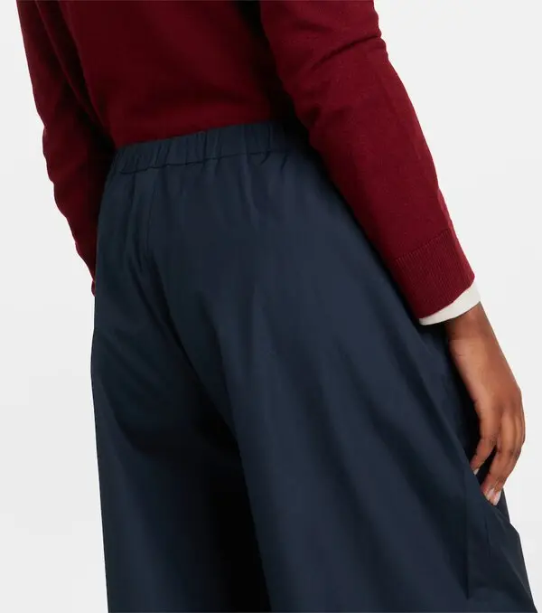 Max Mara Cropped Wide-leg Cotton Pants - Blue