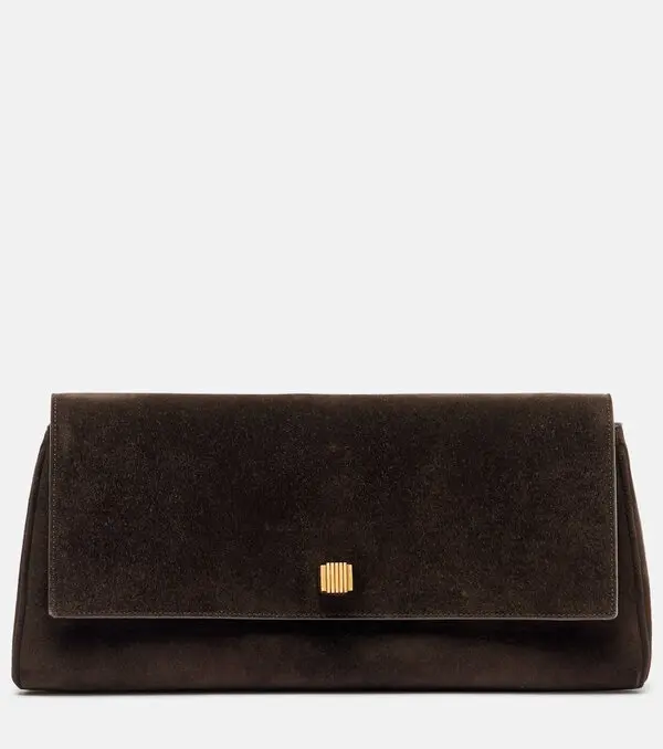 Khaite Audrey Suede Clutch - Brown