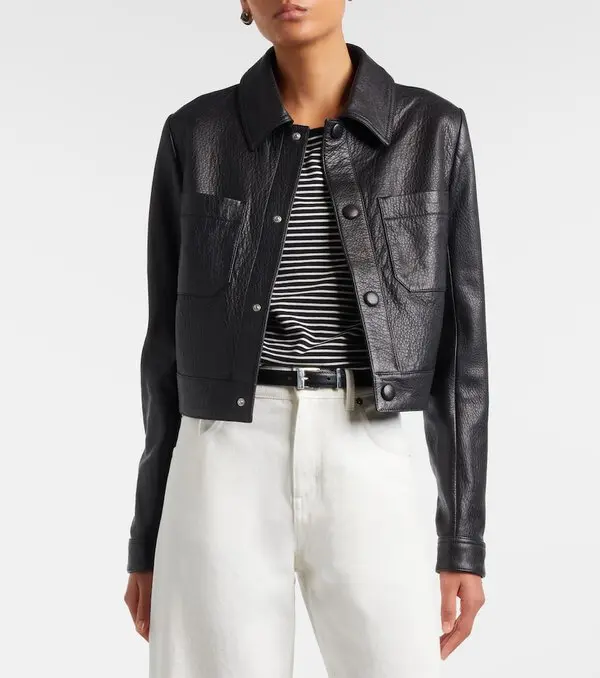 FRAME Small Leather Jacket - Black