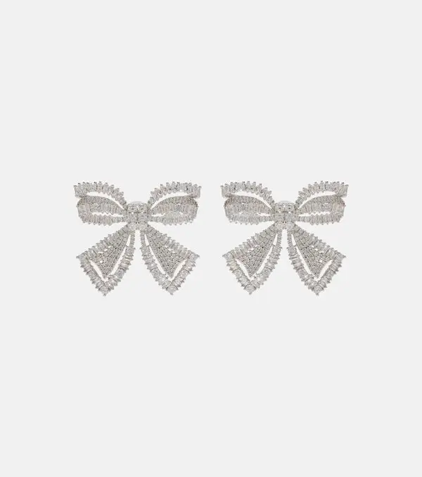 SELF-PORTRAIT Bow Crystal-embellished Earrings - Silver