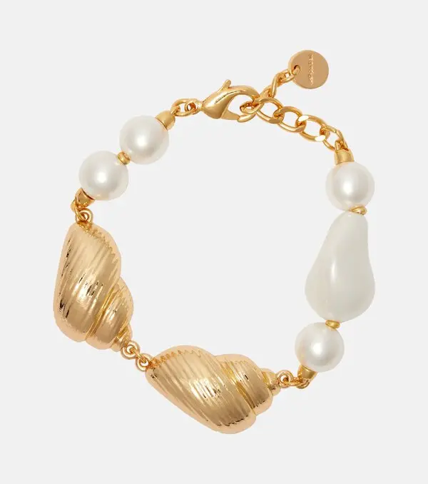 SELF-PORTRAIT Faux Pearl Embellished Bracelet - Gold