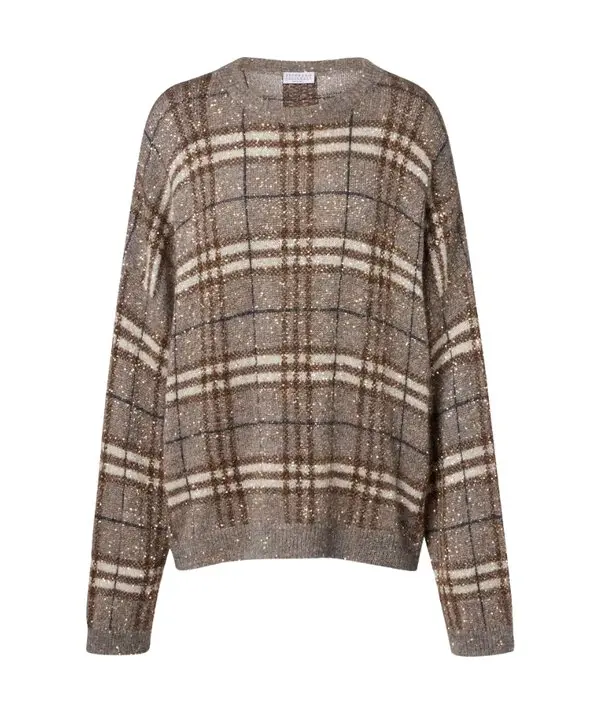 Brunello Cucinelli Checked Sequined Sweater