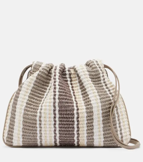 Brunello Cucinelli Striped Drawstring Crossbody Bag - Multicoloured