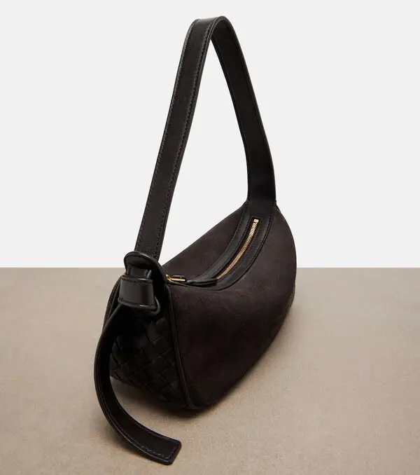 Bottega Veneta Nodo Small Suede Shoulder Bag - Brown
