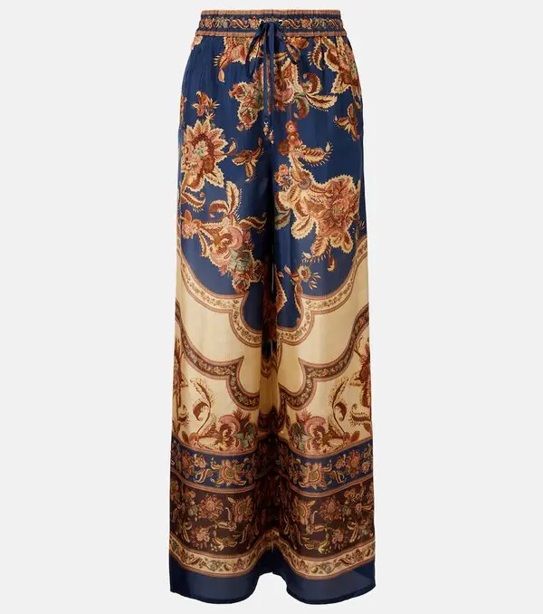 Zimmermann Aster Printed Silk Palazzo Pants - Multicoloured