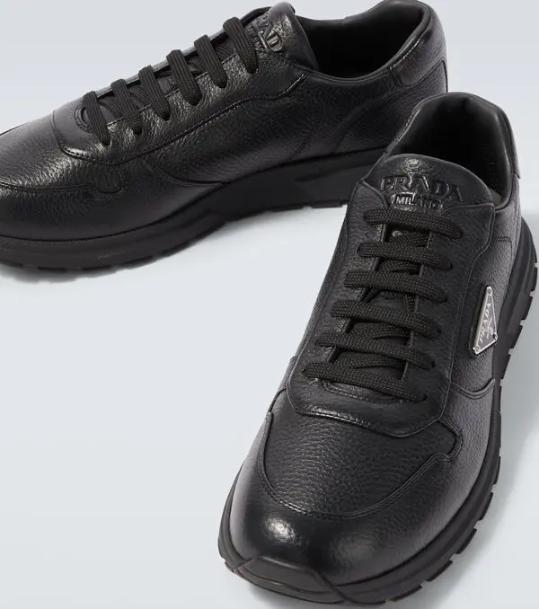 Prada Prax 2.0 Leather Sneakers - Black