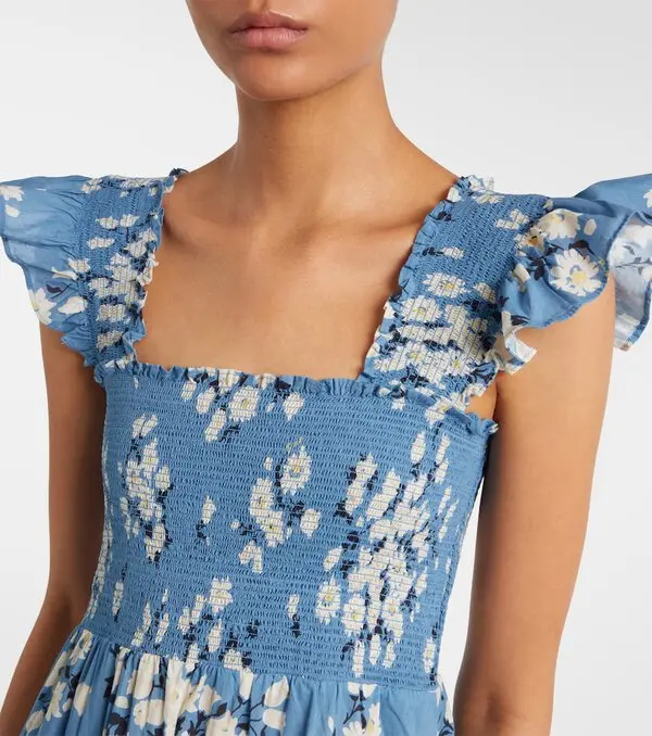 Rixo Sidney Floral Cotton Minidress - Blue