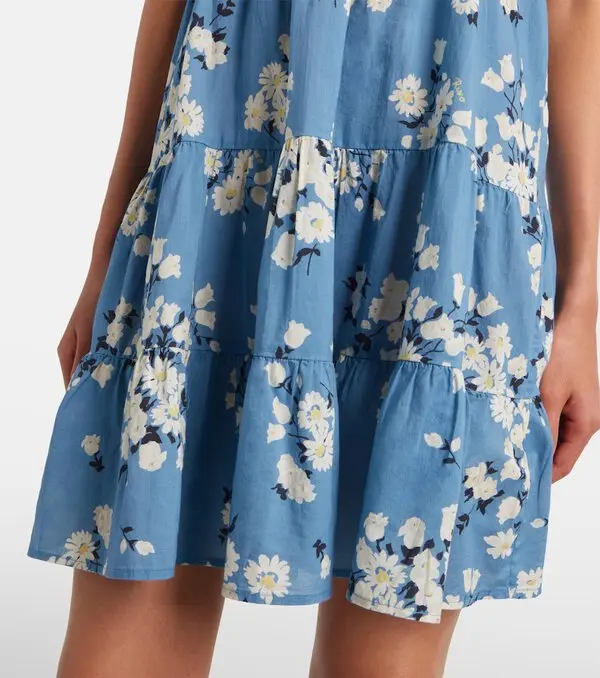 Rixo Sidney Floral Cotton Minidress - Blue