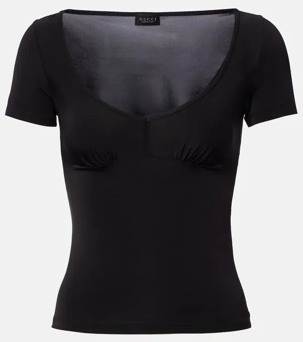 Gucci Viscose Blend Jersey Top - Black