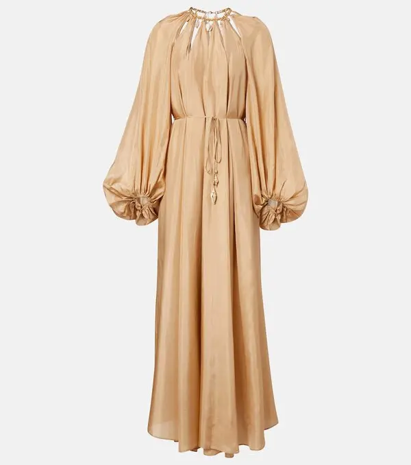Zimmermann Embellished Silk Maxi Dress - Beige