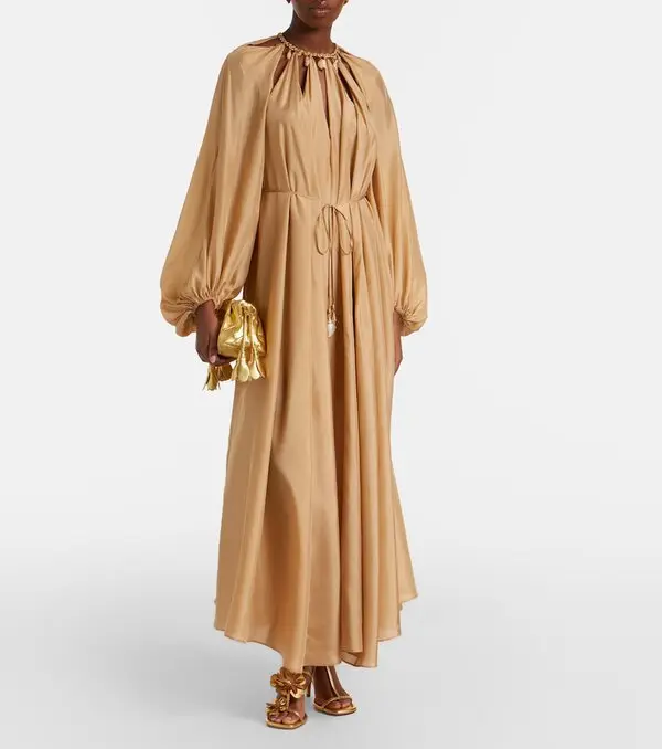 Zimmermann Embellished Silk Maxi Dress - Beige