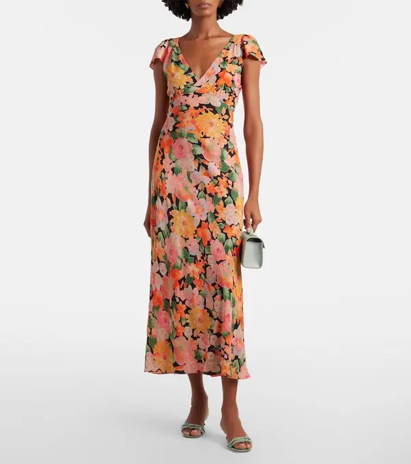 Rixo Cathy Floral Midi Dress - Multicoloured