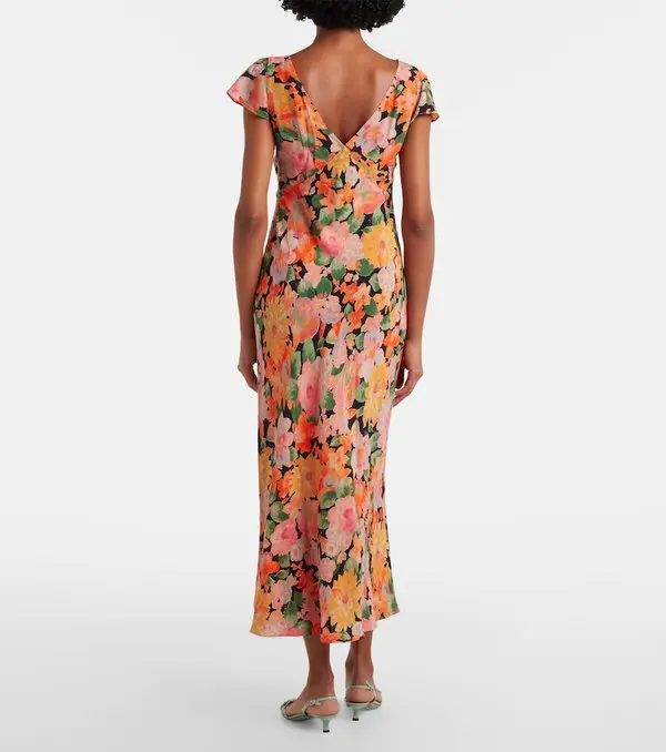 Rixo Cathy Floral Crêpe Midi Dress - Multicoloured