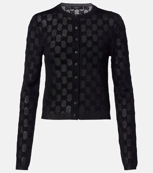 Gucci Gg Crêpe Cardigan - Black