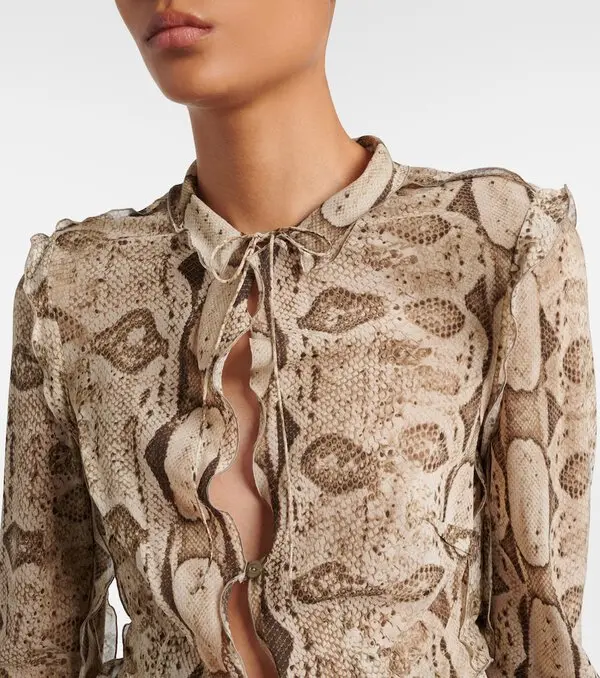 Gucci Snake-print Silk Blouse