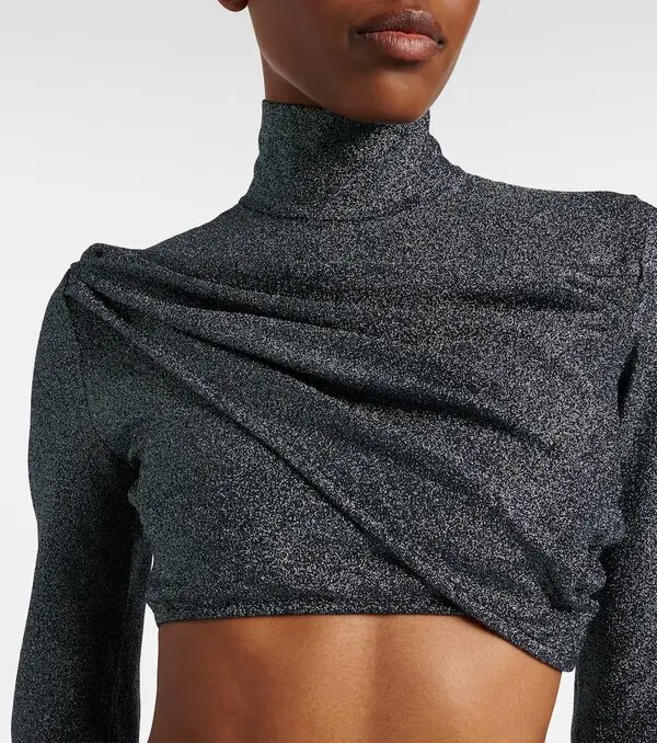Gucci Gathered Lamé Crop Top - Silver