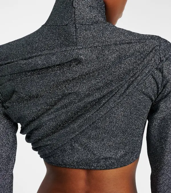 Gucci Gathered Lamé Crop Top - Silver