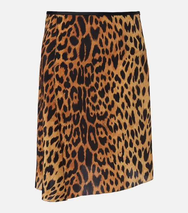Gucci Leopard-print Silk Midi Skirt - Brown