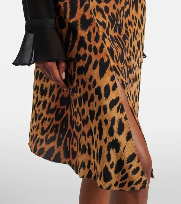 Gucci Leopard-print Silk Midi Skirt