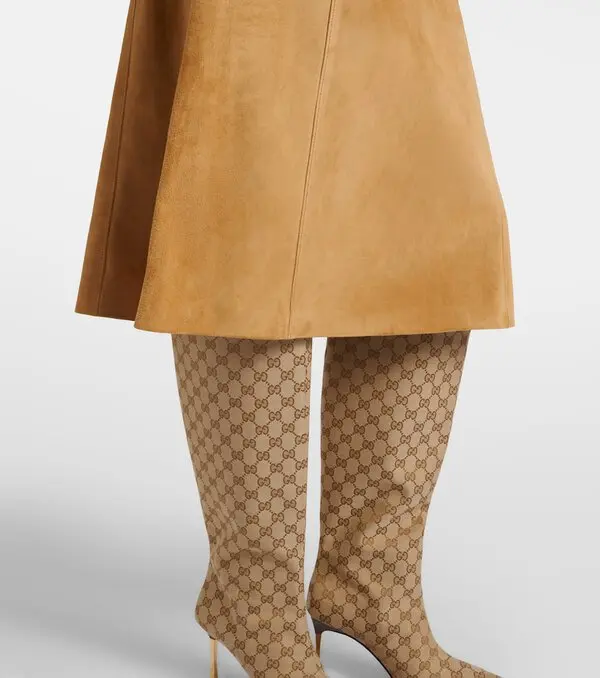 Gucci Embellished Suede Midi Skirt