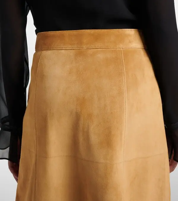 Gucci Embellished Suede Midi Skirt