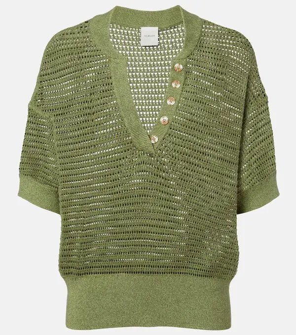 Varley Callie Open-knit Cotton Top - Green