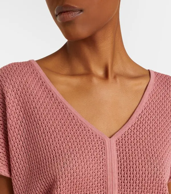 Varley Ashford Open-knit Cotton Top - Pink