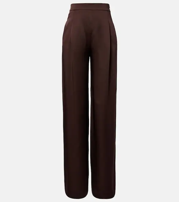 Max Mara Elegant Satin Wide-leg Pants - Brown