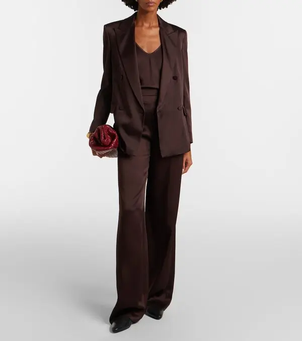 Max Mara Elegant Satin Wide-leg Pants - Brown