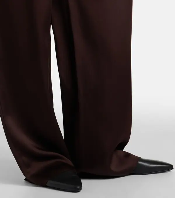 Max Mara Elegant Satin Wide-leg Pants - Brown