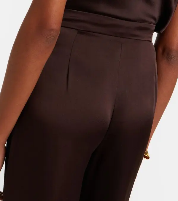 Max Mara Elegant Satin Wide-leg Pants - Brown