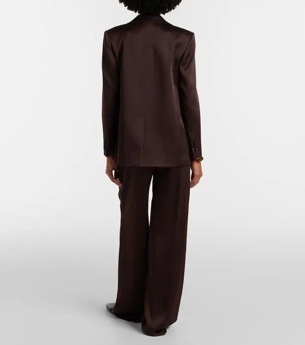 Max Mara Elegant Satin Wide-leg Pants - Brown