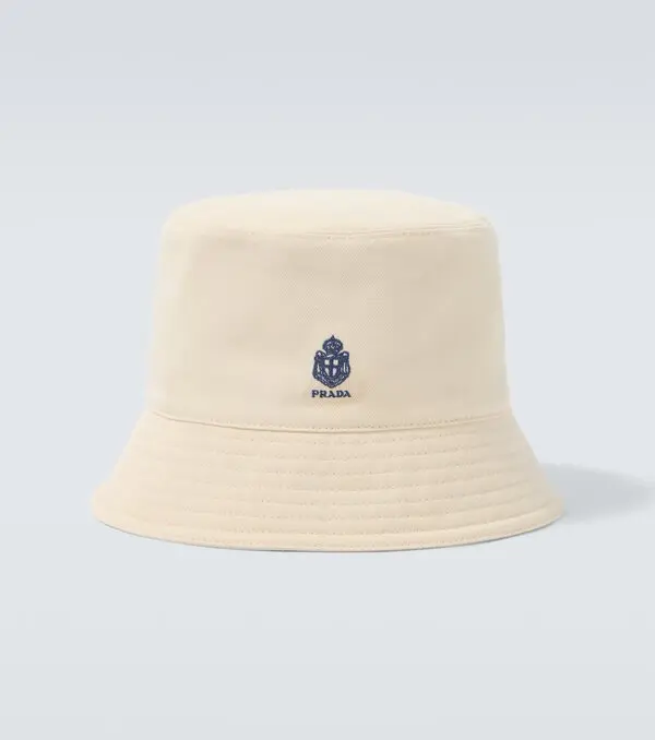 Prada Cotton Gabardine Bucket Hat - Beige