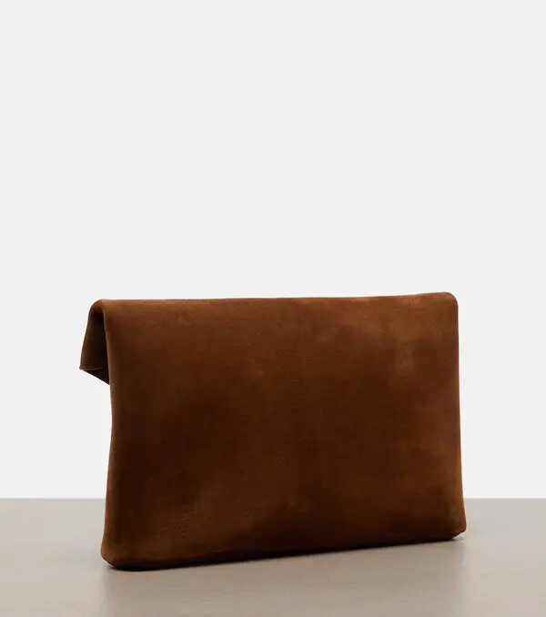 Saint Laurent Cassandre Suede Pouch - Brown