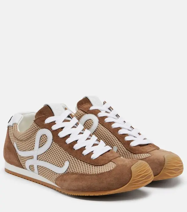Loewe Ballet Runner 2.0 Suede And Mesh Sneakers - Brown
