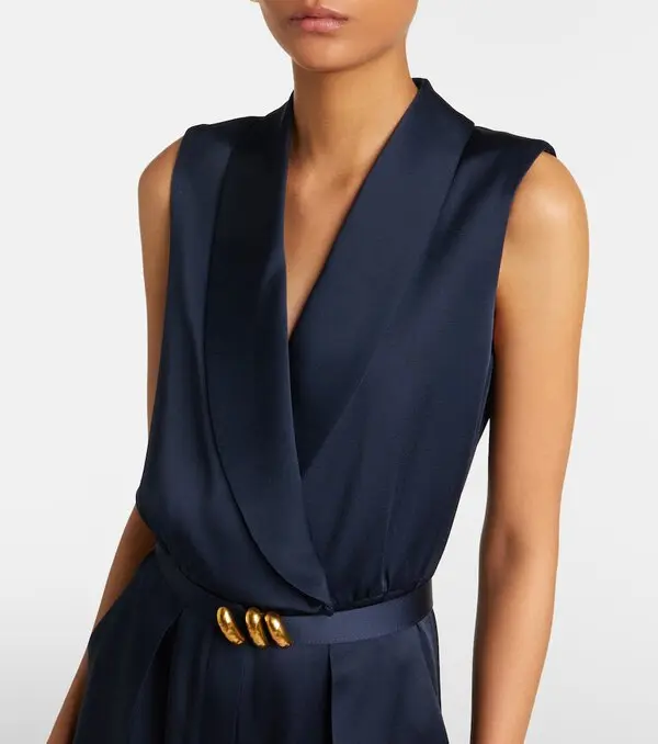 Max Mara Belted Satin Jumpsuit