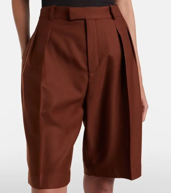 Saint Laurent Pleated Cashmere Bermuda Shorts