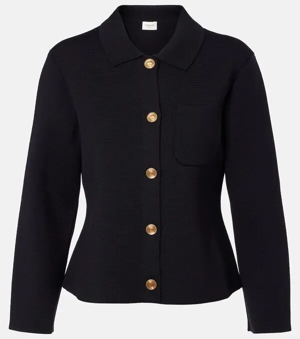 Saint Laurent Waffle-knit Wool Cardigan - Blue