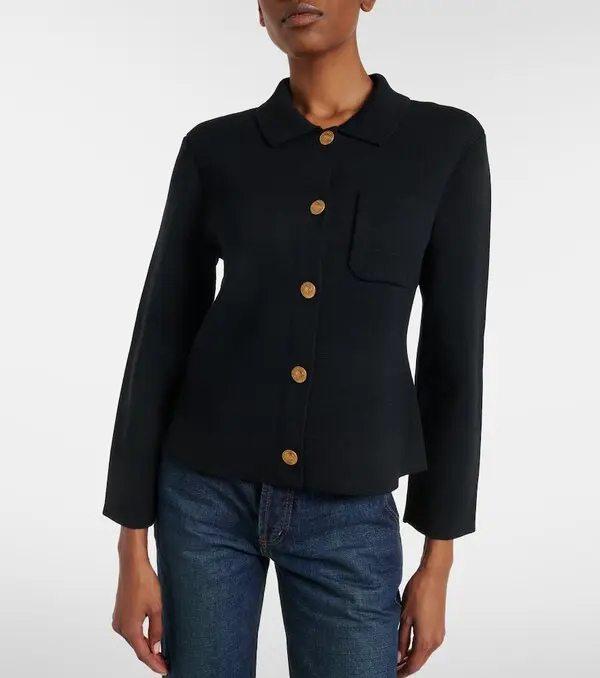 Saint Laurent Waffle-knit Wool Cardigan