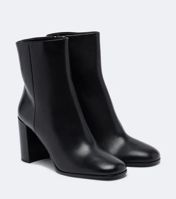 Prada Leather Ankle Boots With Gold Tone Hardware - Black