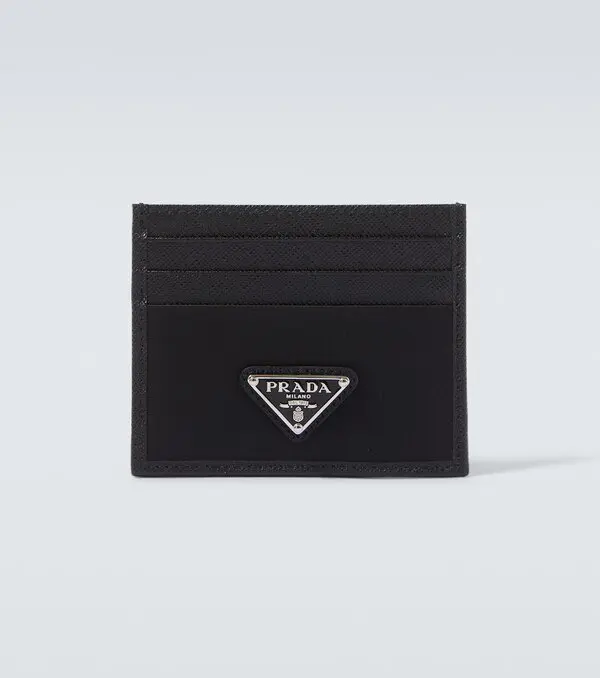Prada Re-nylon And Saffiano Leather Card Holder - Black