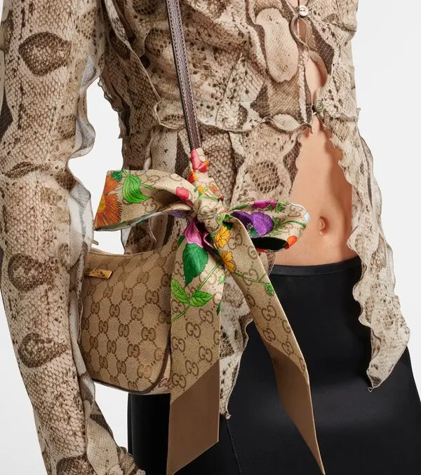 Gucci Gg Floral Silk Jacquard Scarf