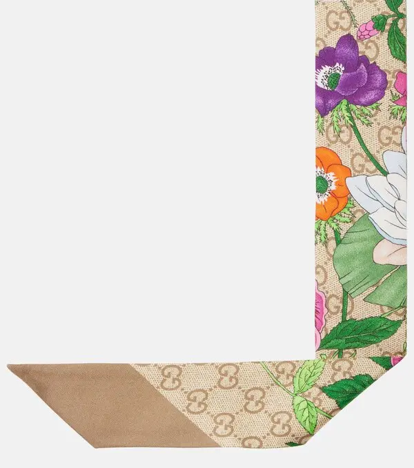 Gucci Gg Floral Silk Jacquard Scarf