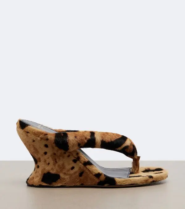 Balenciaga Gaeta Calf Hair Wedge Thong Sandals