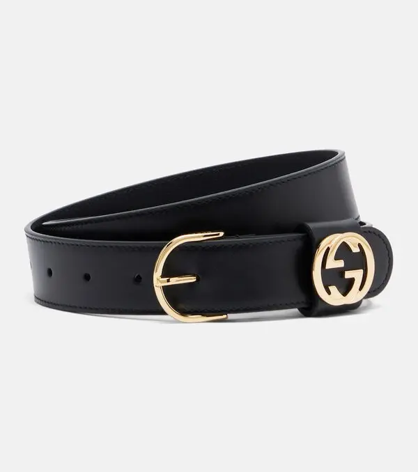 Gucci Interlocking G Leather Belt - Black