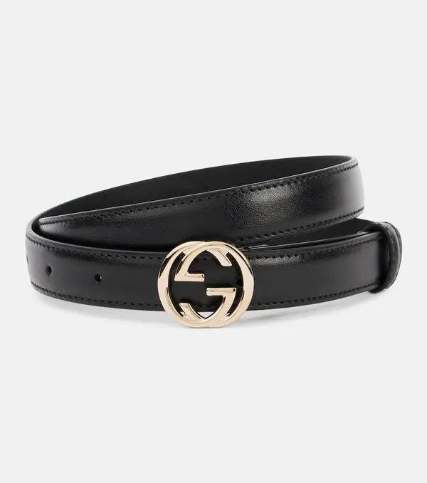 Gucci Interlocking G Leather Belt - Black