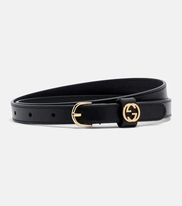 Gucci Interlocking G Leather Belt - Black