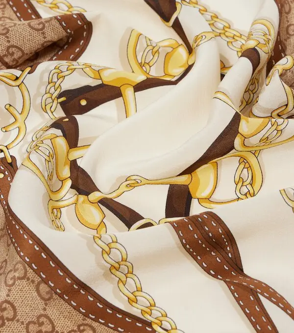 Gucci Gg Printed Reversible Silk Twill Scarf